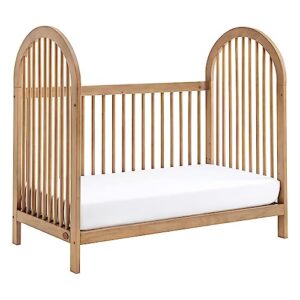 Oxford Baby Everlee Modern High Arch 3-in-1 Convertible Island Crib with Round Spindles, Honey Wood