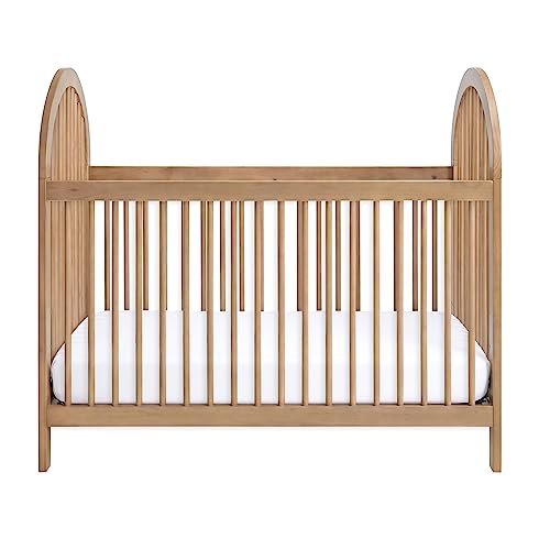 Oxford Baby Everlee Modern High Arch 3-in-1 Convertible Island Crib with Round Spindles, Honey Wood