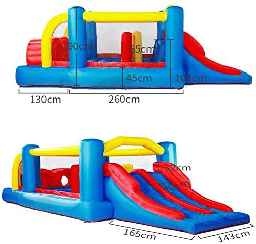 Inflatable Castle and Slide,Outdoor Large Children Trampoline Square Two-Track Slide Park Naughty Castle Toys Square Playground Colors