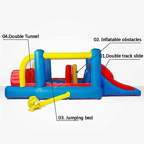 Inflatable Castle and Slide,Outdoor Large Children Trampoline Square Two-Track Slide Park Naughty Castle Toys Square Playground Colors