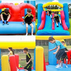 Inflatable Castle and Slide,Outdoor Large Children Trampoline Square Two-Track Slide Park Naughty Castle Toys Square Playground Colors