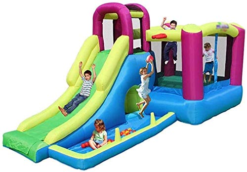 Multifunctional Trampoline/Children Slide/Inflatable Castle and Slide,/Outdoor Playground/Home Square Trampoline/Best Gift for Children Color 230 485 223Cm