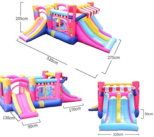 Inflatable Castle and Slide, Outdoor Trampoline Castle Children s Playground Children s Fitness Equipment Gift for Your Child Colors 520 272 202cm