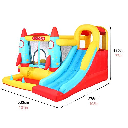 for Kids Rocket Inflatable Castle Activity Air Bounce Room, Parachute Castle with Slide 420D Oxford Cloth 840D Oxford Cloth Jump Surface, Outdoor Family Playground