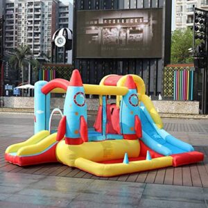 Children's Inflatable Castle Rocket Jumping Bed Indoornd Outdoor Children's Trampoline Household Playground Toys