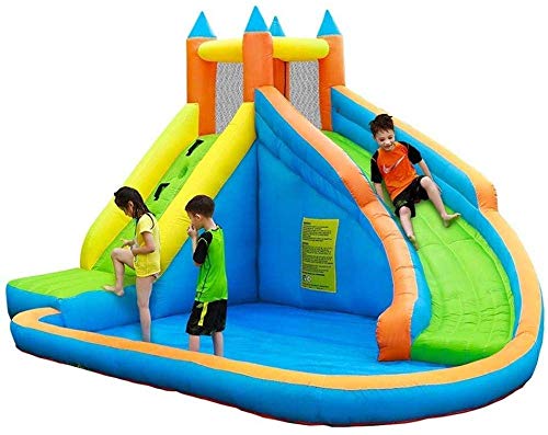 Inflatable Castle and Slide,S Children S Slides Inflatable Water-Spraying Small Rock Climbing Indoor and Outdoor Naughty Castles Square Children S Playground Colors 400 300 225Cm