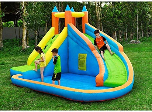 Inflatable Castle and Slide,S Children S Slides Inflatable Water-Spraying Small Rock Climbing Indoor and Outdoor Naughty Castles Square Children S Playground Colors 400 300 225Cm