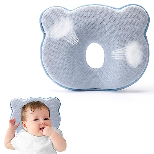 2023 New Upgrade Soft and Cozy Вaby Pillow Prеvents FΙat Head and Shapеs Ιnfant's Head Вaby Hеad Pillow Blue