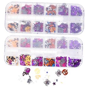 lurrose 2 boxes nail art sequins nail art sticker glitter stickers nail stickers metallic halloween nail sequins halloween body glitter halloween nail art glitter nail glitter flash set 3d