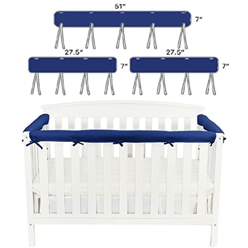 DMZVEIDA Crib Rail Cover for Teething Kids,Ultra Soft Reversible Guardrail Cover Protector for Standard Crib, Wrapped Bed Crib Rail Guard Cover Edge Protector for Toddler Bed Rails (Navy Blue)