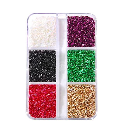 Crushed Glass Glitter Multicolor Irregular Metal Fragments Broken Glass Sprinkling Coarse Glitter Suitable for Nail Broken Glass Pieces for Resin Crafts