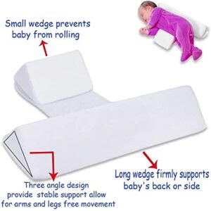 ThinLife Baby Side Sleeper Wedge Adjustable, Baby Wedge Pillow for Newborn Anti-Deflection Waist Protection,Removable Anti-Roll Baby Sleep Positioner-White