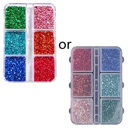 Crushed Glass Glitter Multicolor Irregular Metal Fragments Broken Glass Sprinkling Coarse Glitter Suitable for Nail Broken Glass Pieces for Resin Crafts