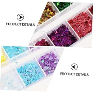 FOMIYES 2 Sets Four-Pointed Star Sequins Glitter Stickers Nail Sequins Nail Art Stickers 3D Holographic Glitter Nail Metallic Nail Tip Decoration Glitter Nail Polish PVC Manicure Glitter