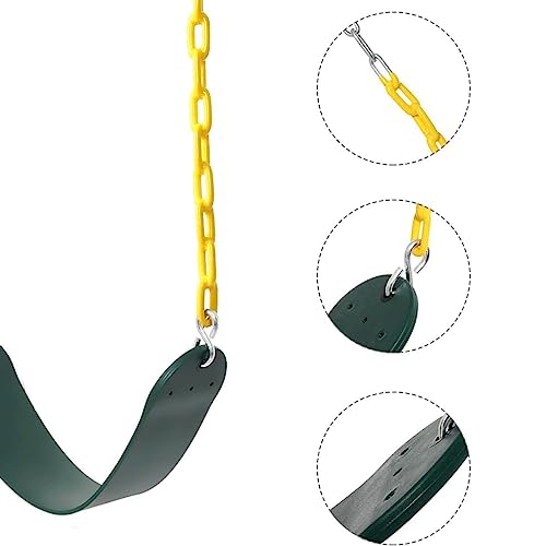 2 Pack Green Swing Seats with Heavy Duty Chains Easy to Install Suitable for Kids Outdoor Backyard Playground