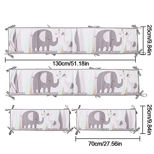 4Pcs Crib Bumpers Padded Crib Liner for Boys Girls, Breathable Baby Crib Bumper Pads for Toddler Inside Crib, Safe Crib Bumper Cushion Mesh Crib Liner Soft Cotton Crib Padding Bumper Crib Covers