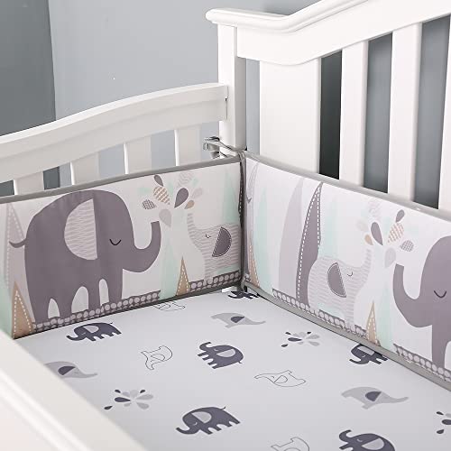 4Pcs Crib Bumpers Padded Crib Liner for Boys Girls, Breathable Baby Crib Bumper Pads for Toddler Inside Crib, Safe Crib Bumper Cushion Mesh Crib Liner Soft Cotton Crib Padding Bumper Crib Covers