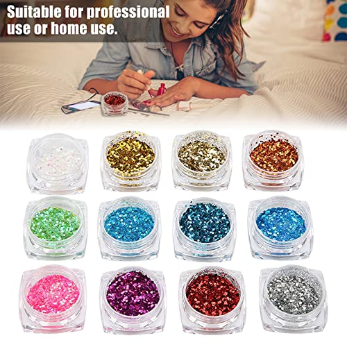 12 Colors/Set Nail Glitter Sequins, Splarkly Nail Sequins Manicure Paillettes Ultrathin Face Body Glitters DIY Decals Decoration