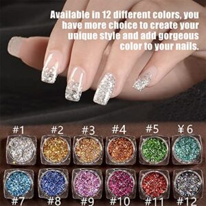 12 Colors/Set Nail Glitter Sequins, Splarkly Nail Sequins Manicure Paillettes Ultrathin Face Body Glitters DIY Decals Decoration