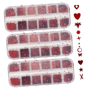 frcolor 3 boxes heart shaped nail art jewelry heart glitter for nails heart nail sequins valentine nail decorations glitter nail polish set star stickers heart decor nail sequins flakes 3d