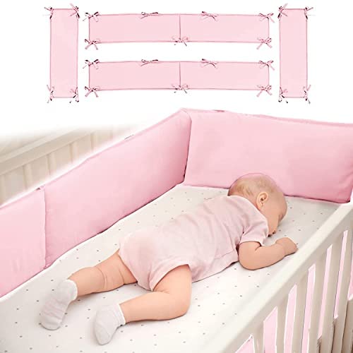 Boys&Girls Baby Crib Bumpers Soft Cotton Padded,4 Sides Padded Crib Protector Bumper Cushion Crib Cotton Padding for Sides,Breathable Mesh Crib Liner Crib Bumper Pads-Anti-Bumper (F-S)