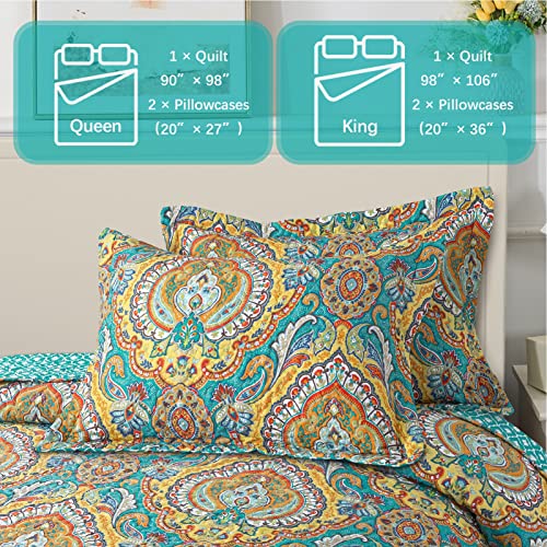 TWINRUN 2 Quilt Sets King Size,Lightweight Quilted Bedspread Set+Boho King Quilt Bedding Set