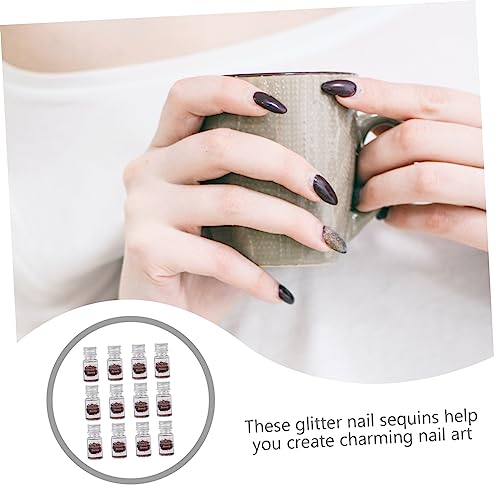 FRCOLOR 12 Glitter Powder Flash Suit Face Glitter Stickers Nail Sets Sparkly Fingertip Decal Sparkle Nail Sequin The Pet Brown Sequins Accessory Manicure Sticker Nail Shining Pieces