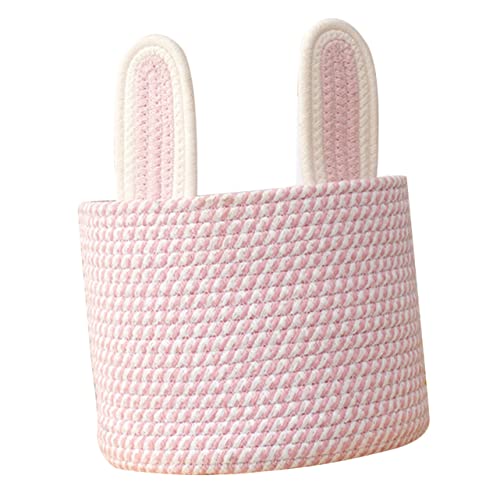 Alasum Rabbit Ear Storage Basket Woven Hamper Basket for Clothes Basket for Toys Sundries Basket Blanket Jute Rope Basket Clothes Table Storage Box Storage Organizer for Toy Home Basket