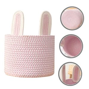 Alasum Rabbit Ear Storage Basket Woven Hamper Basket for Clothes Basket for Toys Sundries Basket Blanket Jute Rope Basket Clothes Table Storage Box Storage Organizer for Toy Home Basket