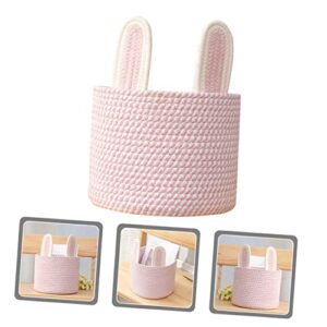 Alasum Rabbit Ear Storage Basket Woven Hamper Basket for Clothes Basket for Toys Sundries Basket Blanket Jute Rope Basket Clothes Table Storage Box Storage Organizer for Toy Home Basket