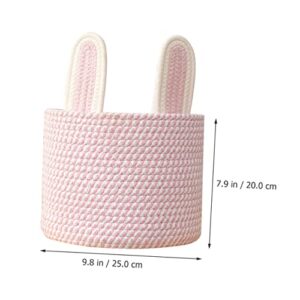 Alasum Rabbit Ear Storage Basket Woven Hamper Basket for Clothes Basket for Toys Sundries Basket Blanket Jute Rope Basket Clothes Table Storage Box Storage Organizer for Toy Home Basket