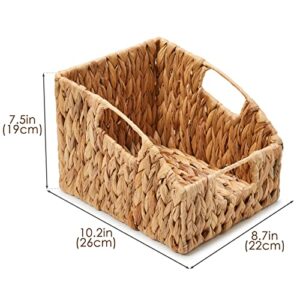 EZOWare Natural Water Hyacinth Storage Baskets Bundle Kit, Set of 4 Woven Wicker Organizer Bin for Organizing Bathroom, Toilet Tank Top, Vanity Countertop, Kitchen Pantry