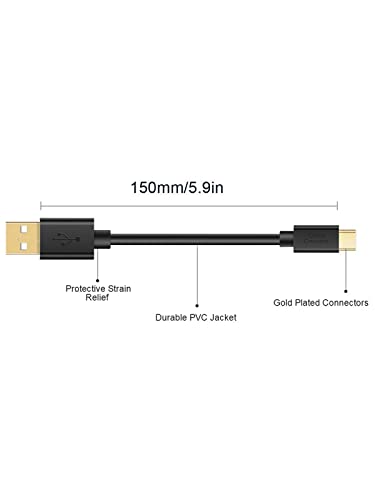 CableCreation Short USB to USB C 0.5FT USB A to USB C 3A Fast Charging Cable 480Mbps for Power Bank Galaxy S23 S23+ S22 S21 S20/MacBook, Pixel, 15cm Black