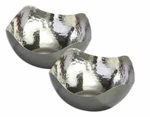 elegance silver hammered stainless steel wave serving bowls - set of 2 5.5 inch bowls