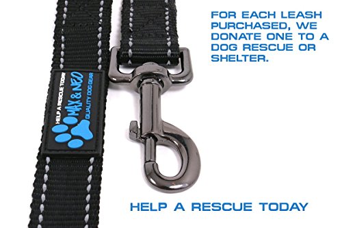 Max and Neo Reflective Nylon Dog Leash - We Donate a Leash to a Dog Rescue for Every Leash Sold (Black, 6x1)