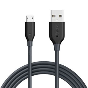 anker powerline micro usb - charging cable, with aramid fiber and 5000+ bend lifespan for samsung, nexus, lg, motorola, android smartphones and more (gray, 6ft)