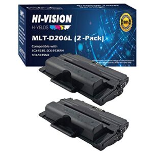 hi-vision compatible mlt-d206l toner cartridge mltd206l d206l replacement for samsung scx-5935 series laser printer (206l black 2 value pack)