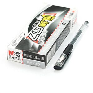 m&g gel grip stick fine point gel pens,black ink pen,box of 12 (q7)