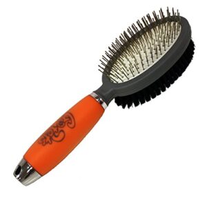 gopets professional double sided pin & bristle brush for dogs & cats grooming comb cleans pets shedding & dirt for short medium or long hair