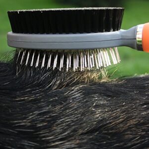 GoPets Professional Double Sided Pin & Bristle Brush for Dogs & Cats Grooming Comb Cleans Pets Shedding & Dirt for Short Medium or Long Hair