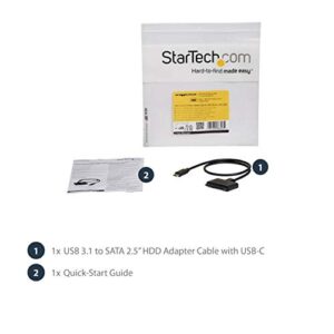 StarTech.com USB C to SATA Adapter - External Hard Drive Connector for 2.5'' SATA Drives - SATA SSD / HDD to USB C Cable (USB31CSAT3CB) Black