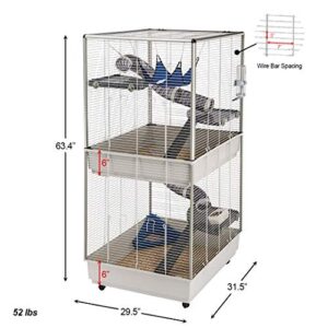 Ferplast Ferret Tower Two-Story Ferret Cage | XXL| Ferret Cage Measures 29.5L x 31.5W x 63.4H - Inches