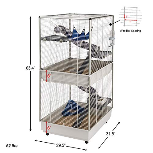 Ferplast Ferret Tower Two-Story Ferret Cage | XXL| Ferret Cage Measures 29.5L x 31.5W x 63.4H - Inches