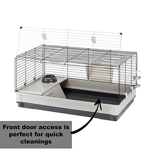 Ferplast Krolik Green Rabbit Cage Deluxe | Rabbit Cage Includes All Accessories & Measures 39.4L x 23.6W x 19.7H & Includes All Accessories | 1-Year Manufacturer's Warranty