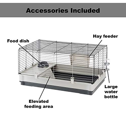 Ferplast Krolik Green Rabbit Cage Deluxe | Rabbit Cage Includes All Accessories & Measures 39.4L x 23.6W x 19.7H & Includes All Accessories | 1-Year Manufacturer's Warranty