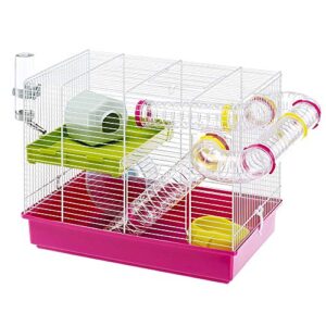 ferplast laura small hamster cage | fun & interactive cage measures 18.11l x 11.61w x 14.8h & includes all accessories