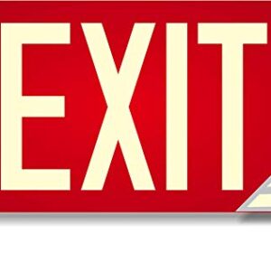 Photoluminescent Exit Sign Red W/Holes and Hardware - Aluminum - UL 924 Code Approved/IBC/NFPA 101) Made in USA | NightBright USA Part Number ULR-050-HH