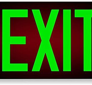 Photoluminescent Exit Sign Red W/Holes and Hardware - Aluminum - UL 924 Code Approved/IBC/NFPA 101) Made in USA | NightBright USA Part Number ULR-050-HH