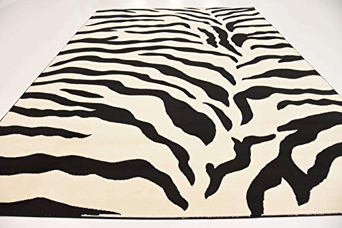 Unique Loom Wildlife Collection Animal Inspired with Zebra Design Area Rug, 9 ft x 12 ft, Ivory/Black