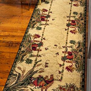 Unique Loom Barnyard Collection Area Rug - Farm (2' 7" x 10' Runner, Cream/ Black)